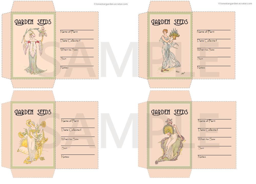 DIY Printable Seed Packet Template Digital Download PDF Vintage Ladies ...