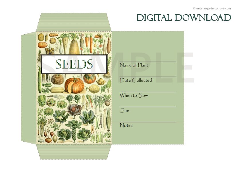 DIY Printable Seed Packet Template Digital Download PDF Vintage ...