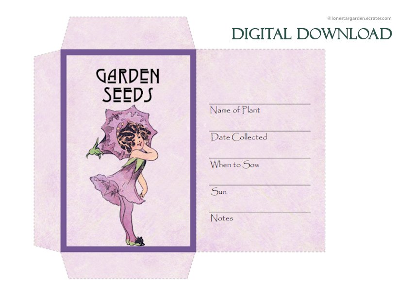 DIY Printable Seed Packet Template Digital Download PDF Vintage Girls ...