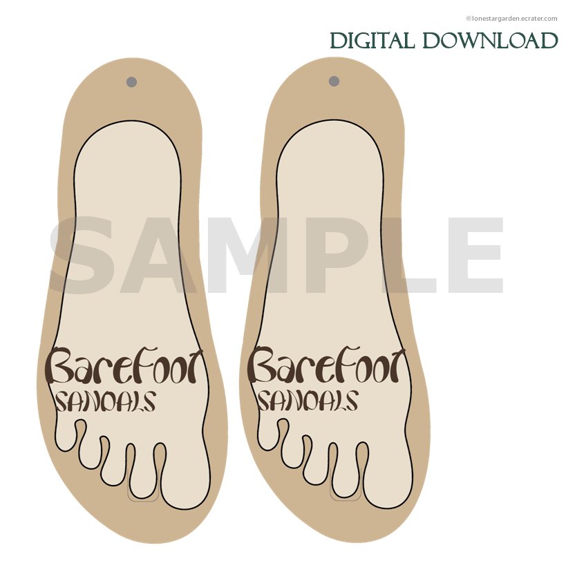 DIY Printable Barefoot Sandal Display Card Template Digital Download ...