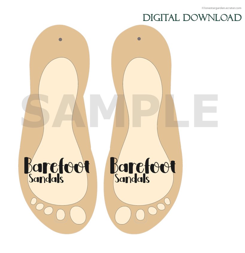 DIY Printable Barefoot Sandal Display Card Template Digital Download ...