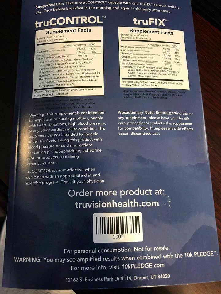 TruVision 30 Day Combo Pack TruControl and TruFix 120 pills total Free ...