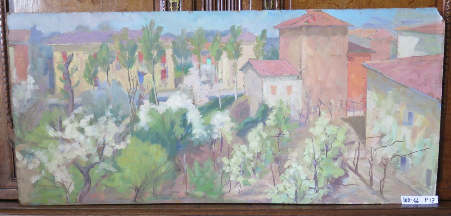 Antique Painting To oil On Board landscape View Country Countryside ...