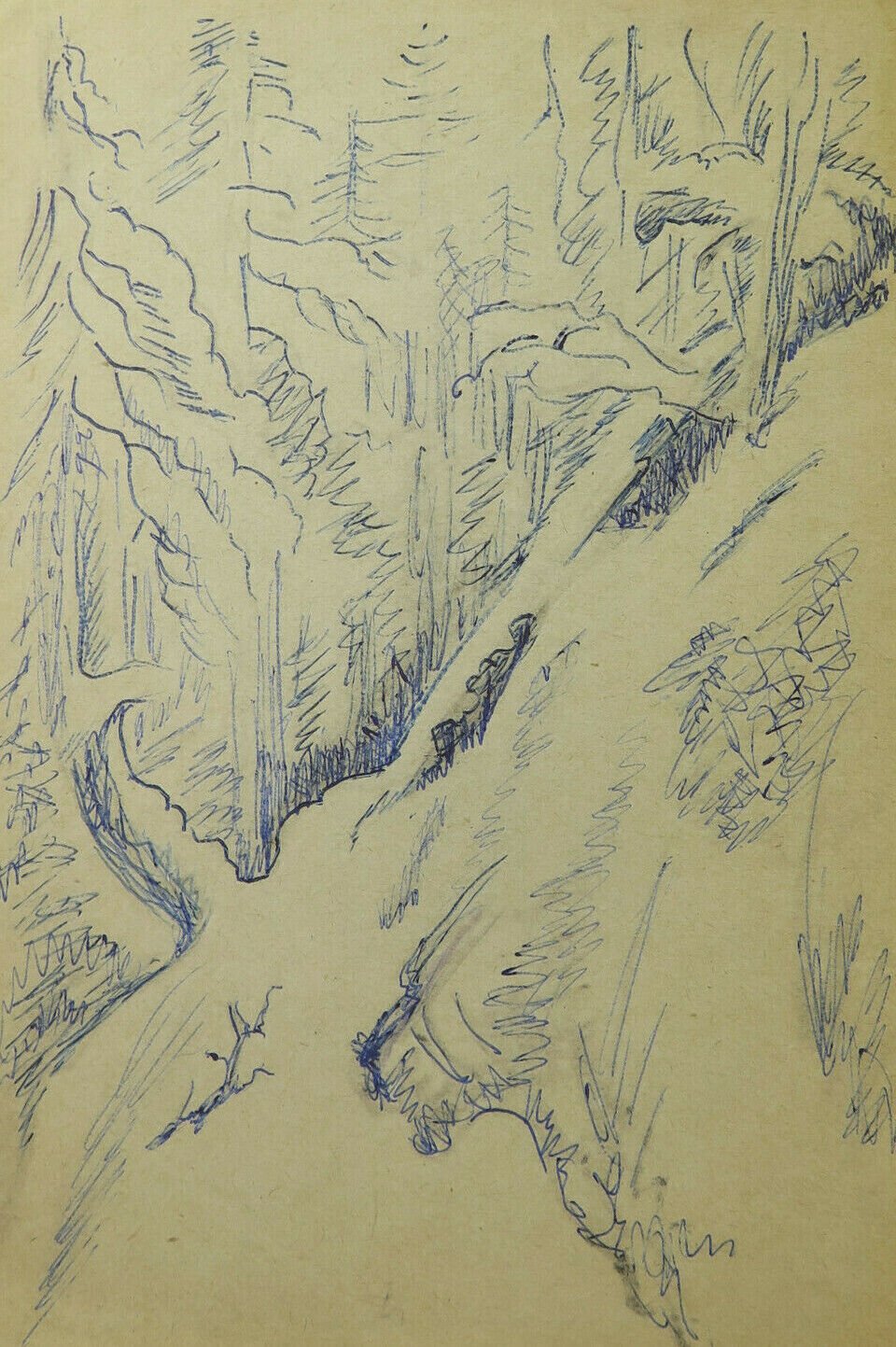 Old Drawing Sketch Sketching landscape Val D' Anniviers Swiss BM53.6C