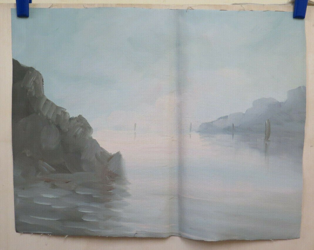 Old Painting To oil On Linen landscape Sea Marine Colours Boxes Light ...