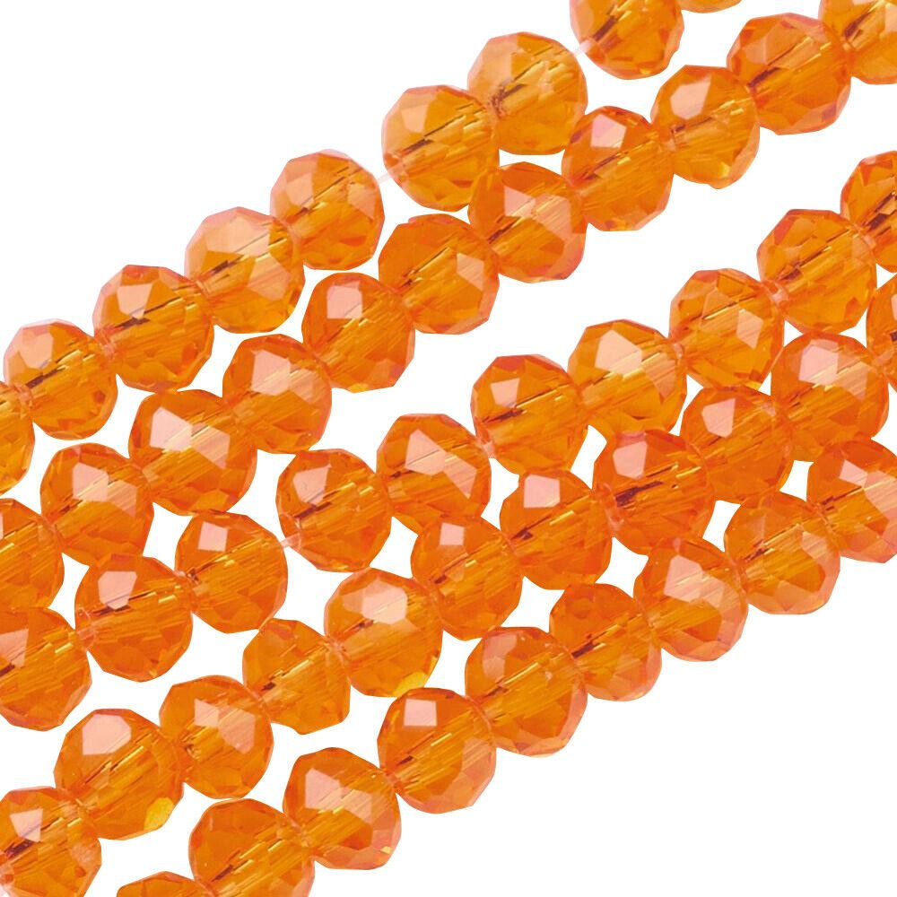 ORANGE - Faceted Rondelle Crystal ABACUS Glass Beads (4mm x 140pcs)