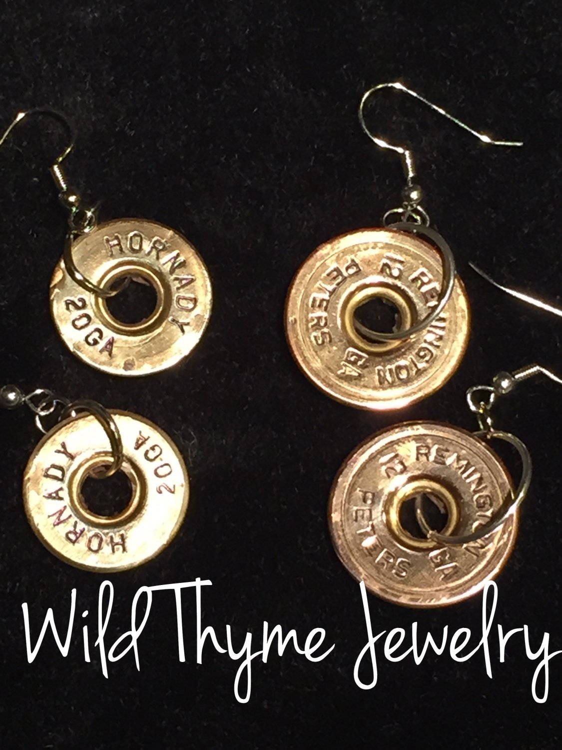 Free-Floating Shotgun Shell Casing Earrings with Crystals