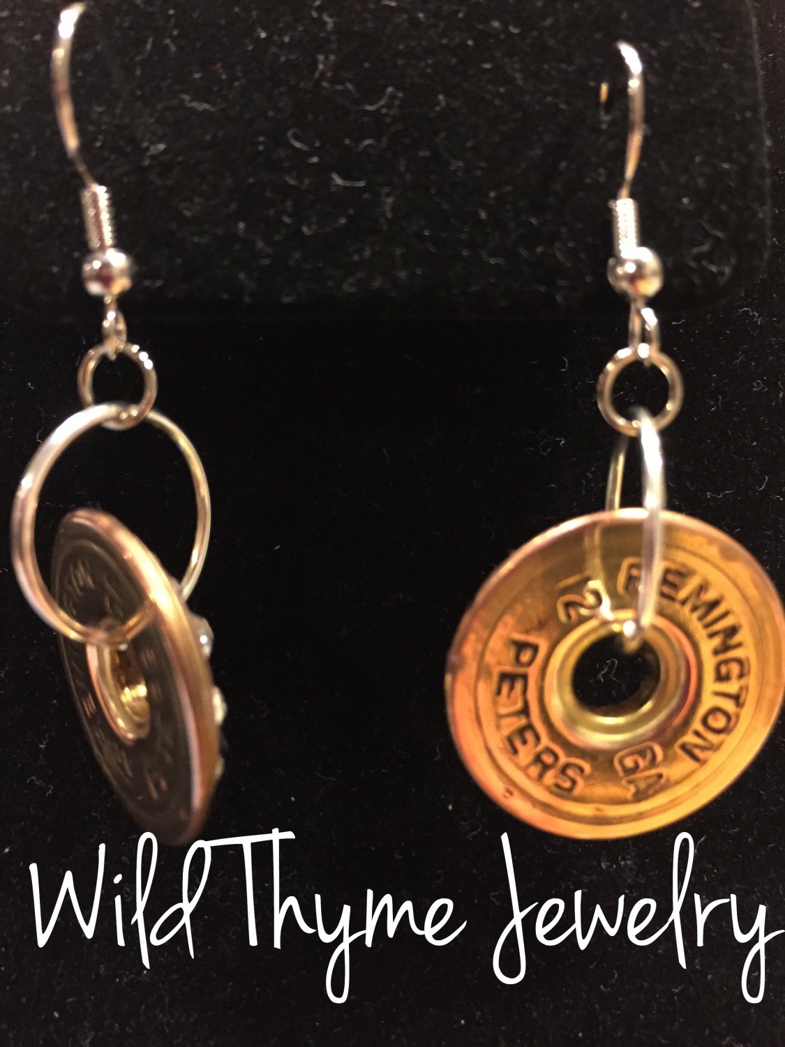 Free-Floating Shotgun Shell Casing Earrings with Crystals