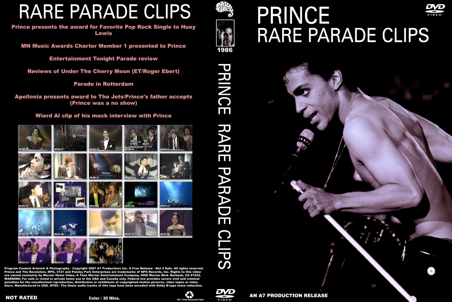 Prince Parade Tour 5 DVD Set Detroit, Stockholm, Minneapolis EX Quality
