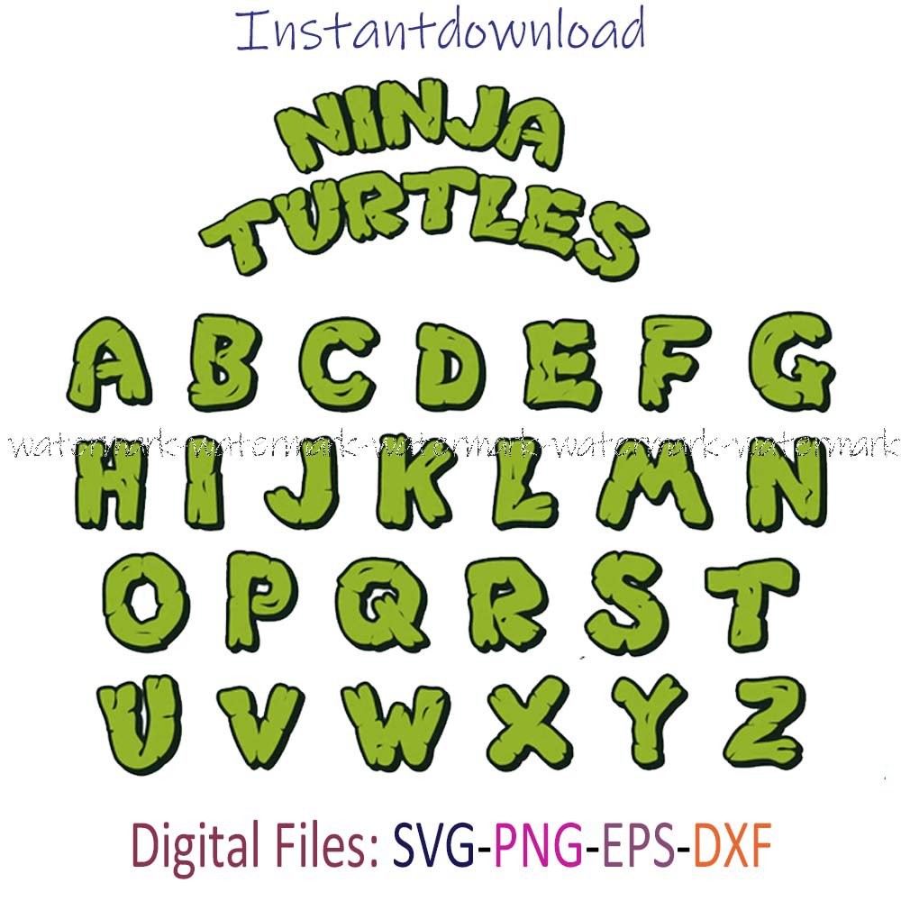 Ninja Turtles Font SVG, Font svg, Png, cricut, file for shirt, file for ...