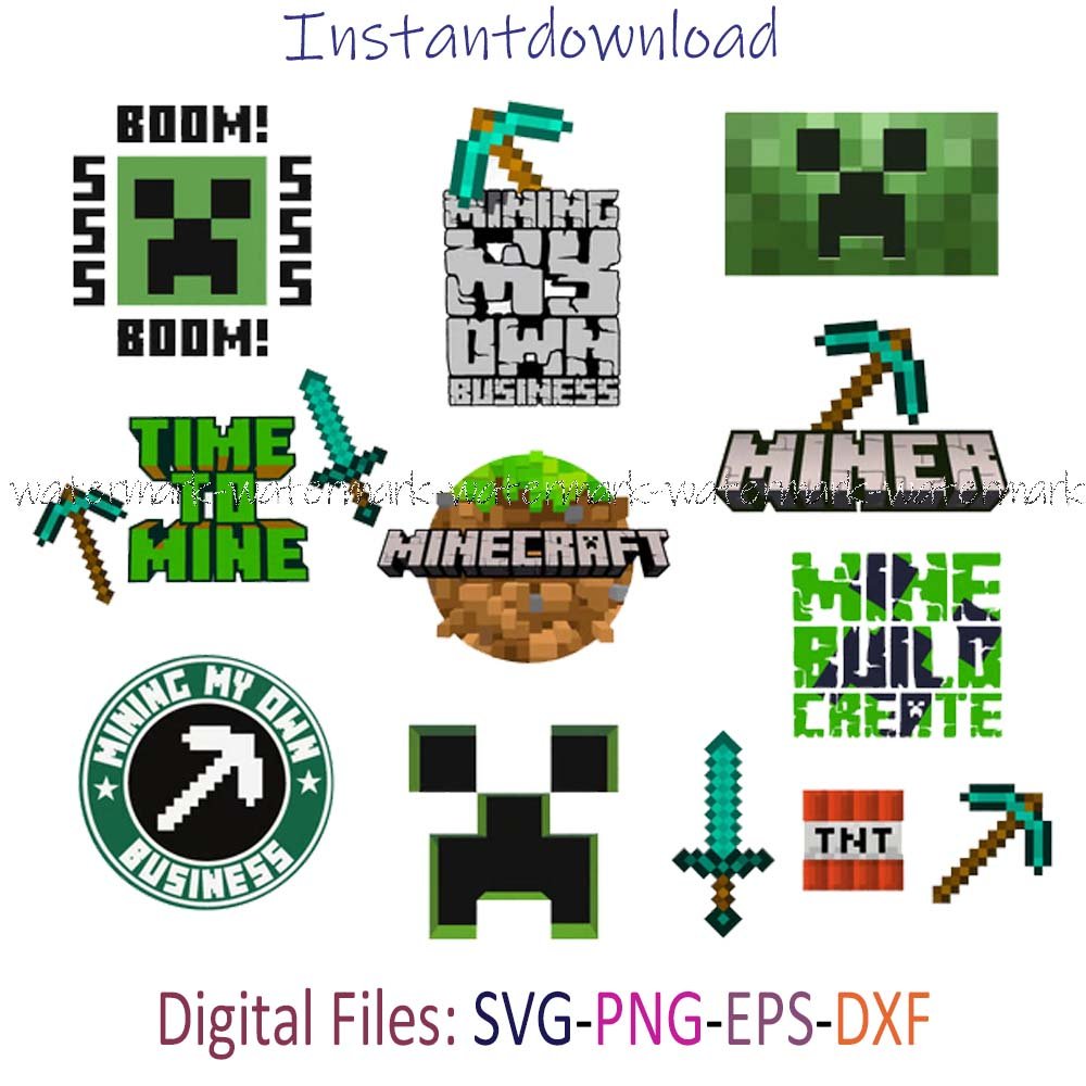 Minecraft Logo SVG, Minecraft PNG, Creeper Face SVG, Original Minecraft ...