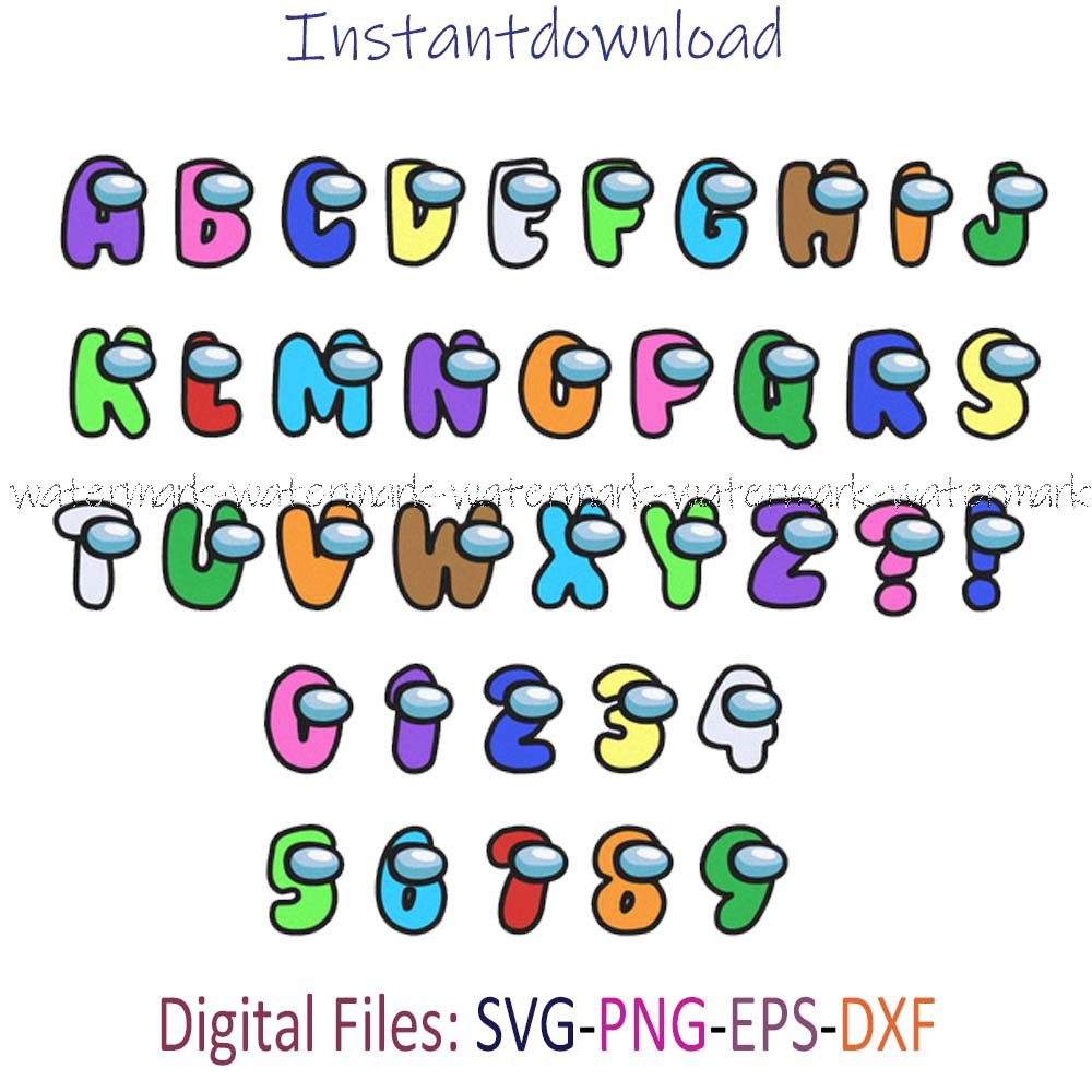 Among Us Letters SVG, Among Us Numbers SVG, Among Us Alphabet SVG, Png ...