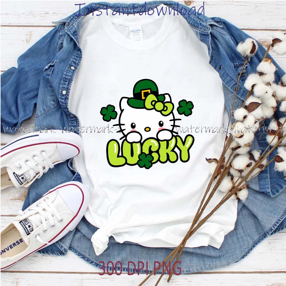 Hello Kitty St Patricks Day Svg, Hello Kitty Lucky Cat Svg, Hello Kitty ...