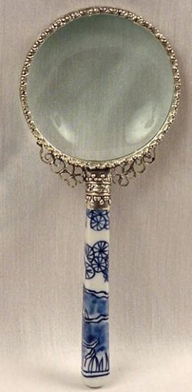 Magnifying Glass With Blue and White Handle