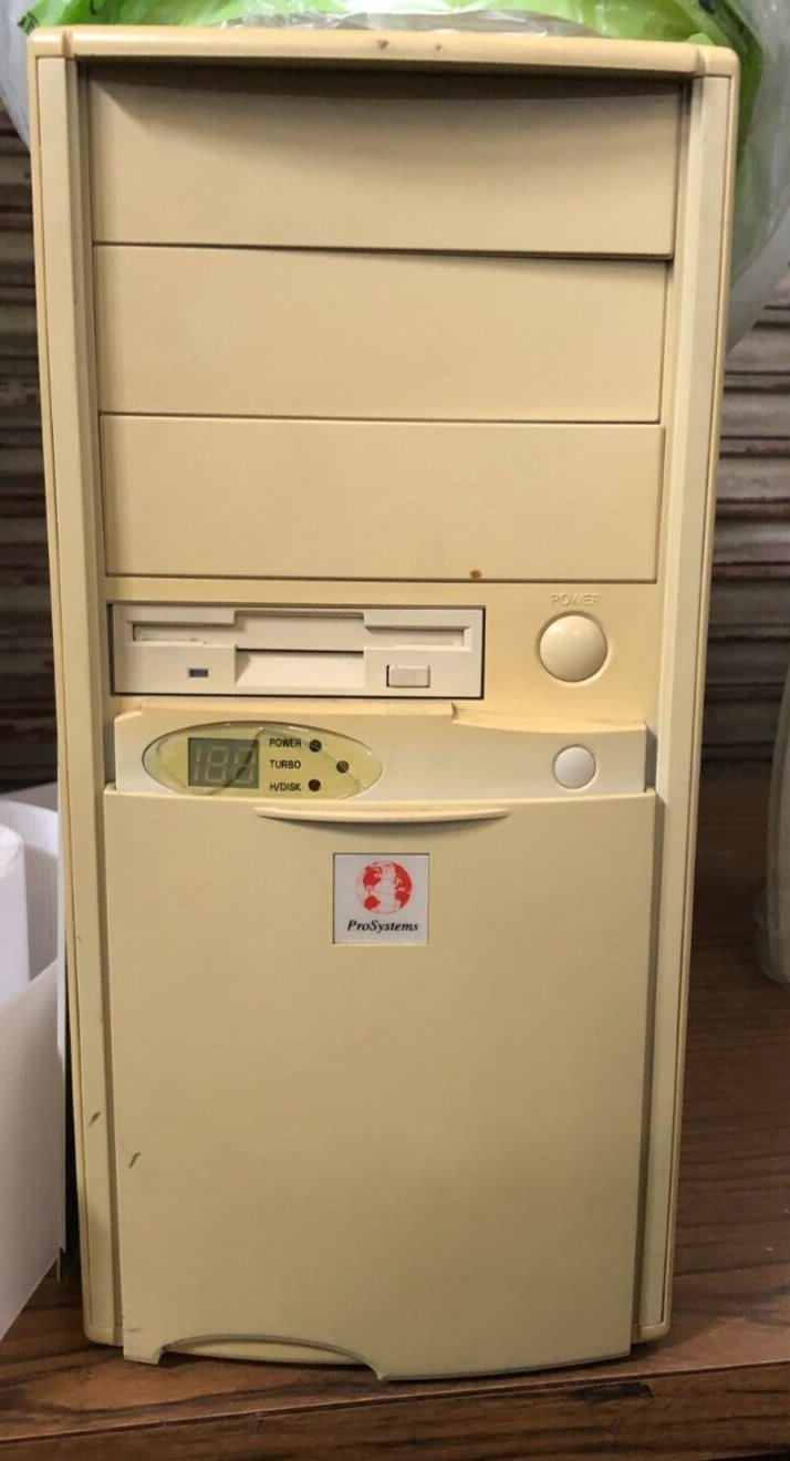 Vintage Retro Pc Case Beige Computer Case At Cd Tape Power White Used
