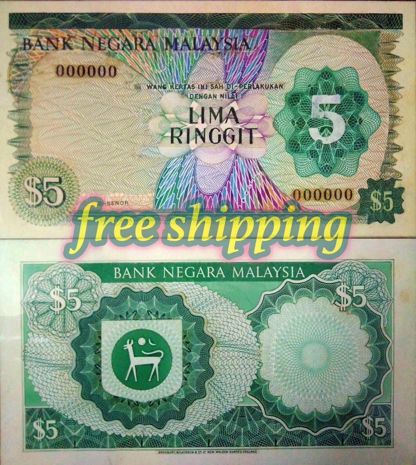 VERY RARE Malaysia $5 unissued Banknotes reproduction Matte or Glossy paper