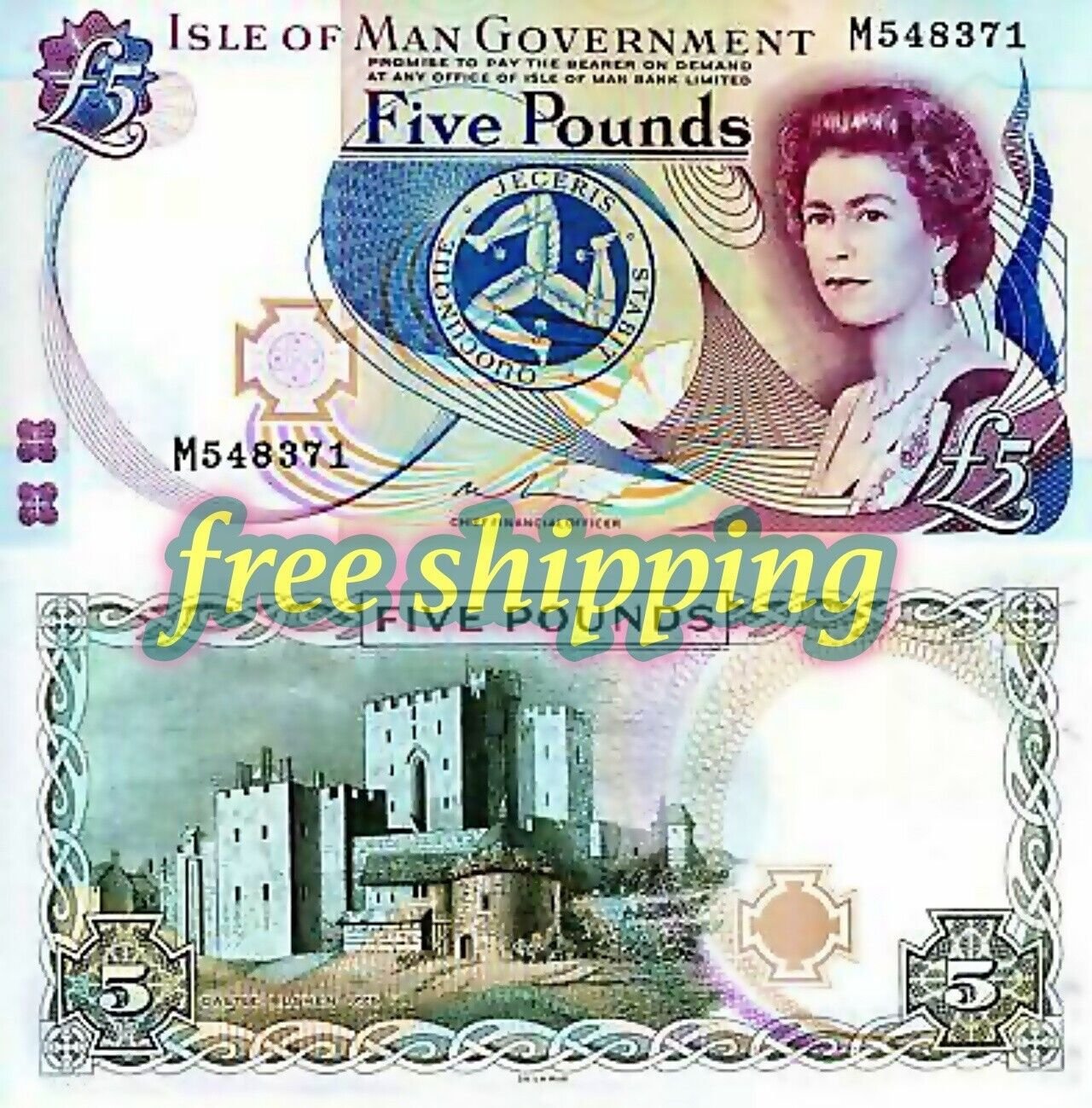 Isle of Man5 pounds unissued Banknotes reproduction Matte or Glossy paper.