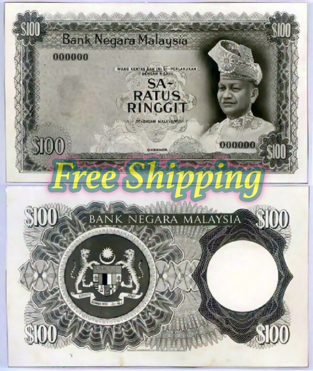 Malaysia 100 dollars unissued Banknotes reproduction Matte or Glossy paper