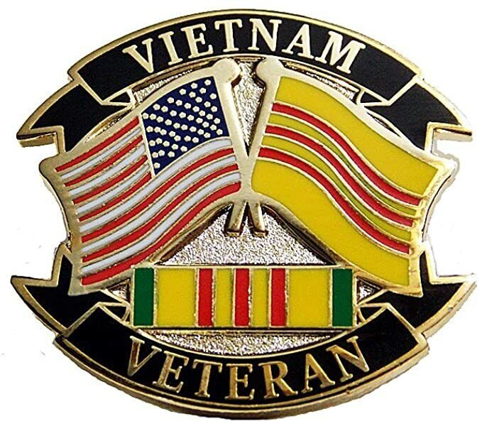 Vietnam Veteran USA Flags, Vietnam Cong Hoa Lapel Hat Pin.