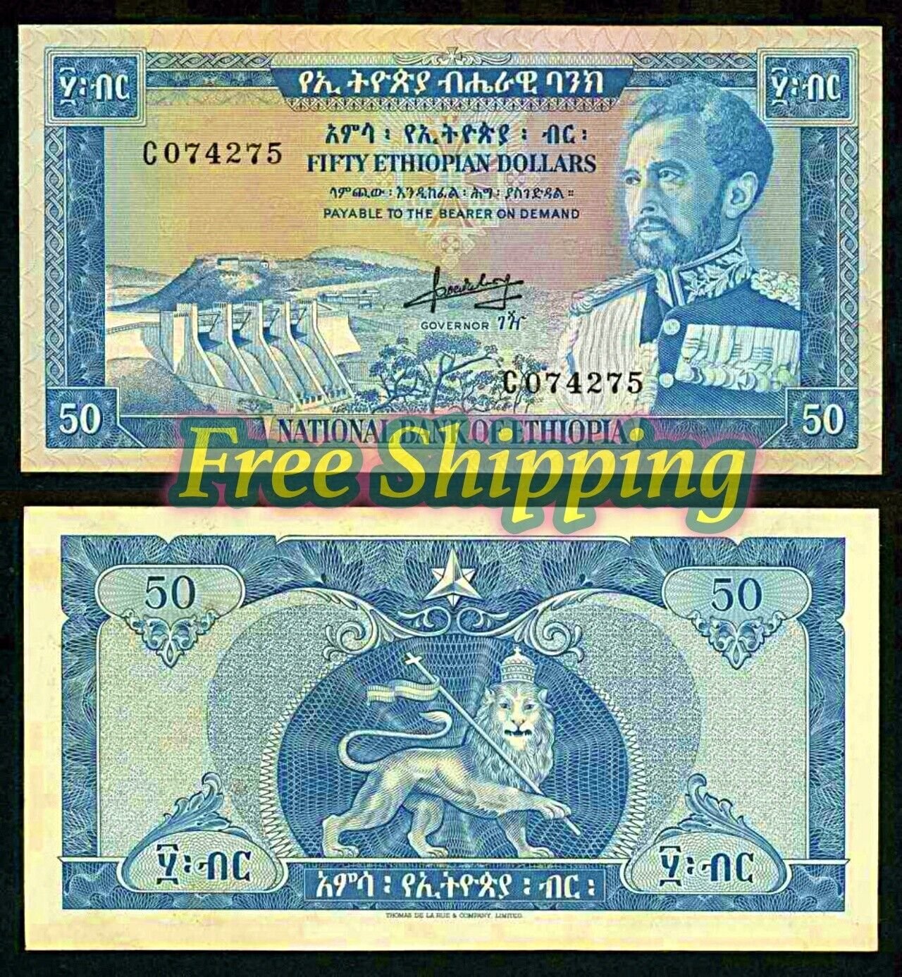 2 ETHIOPIAN DOLLARS UNISSUED Banknotes reproduction Matte, Glossy paper