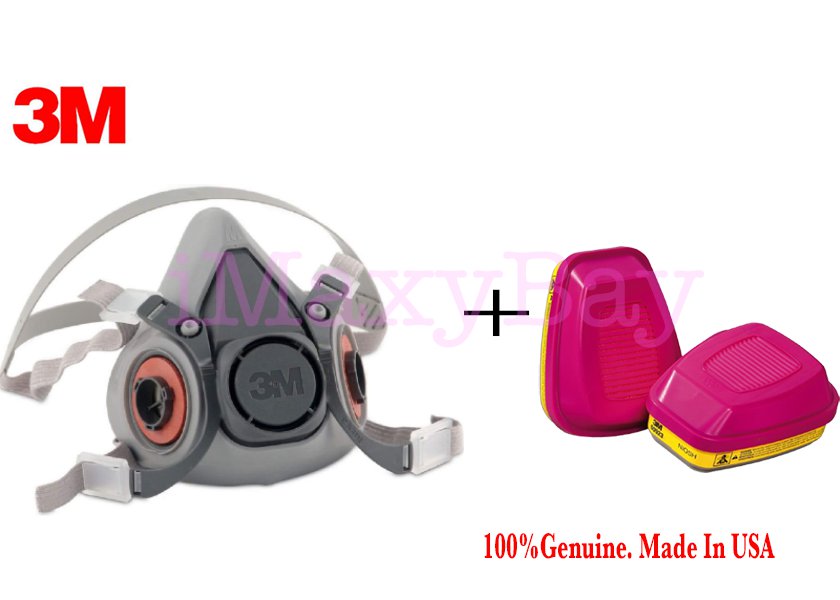 Genuine 3M Half Face Mask 6200 + 60926 Organic Vapor Cartridge Filter