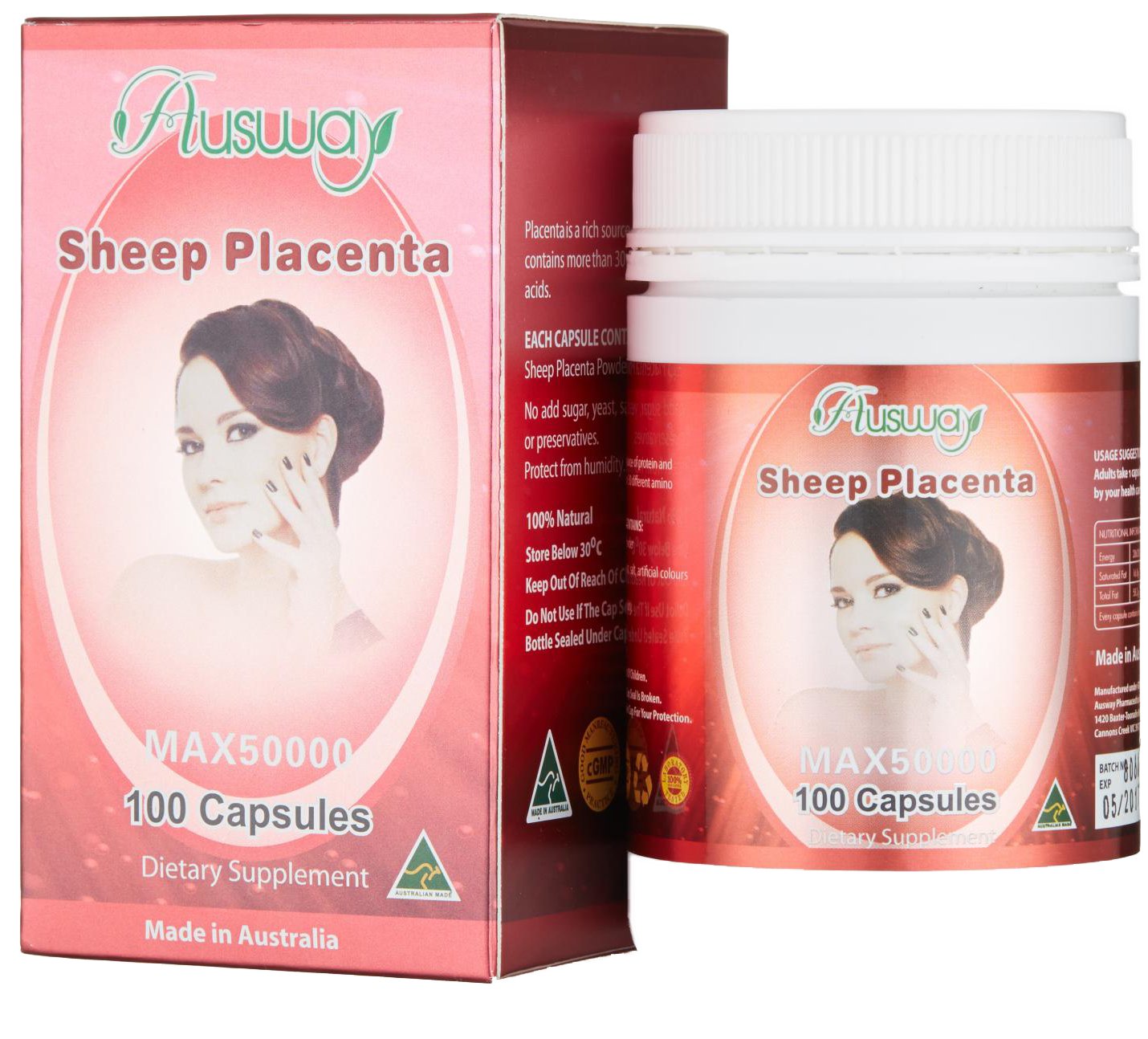 New Ausway Sheep Placenta 50000 mg. 100 Caps Anti Aging Beauty ...