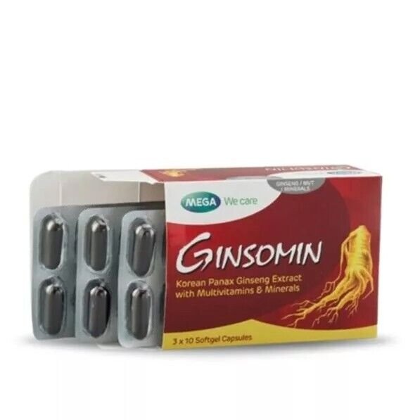 30 Capsule GINSOMIN Mega We Care Ginsenosides Muitl Vitamins Nurish B