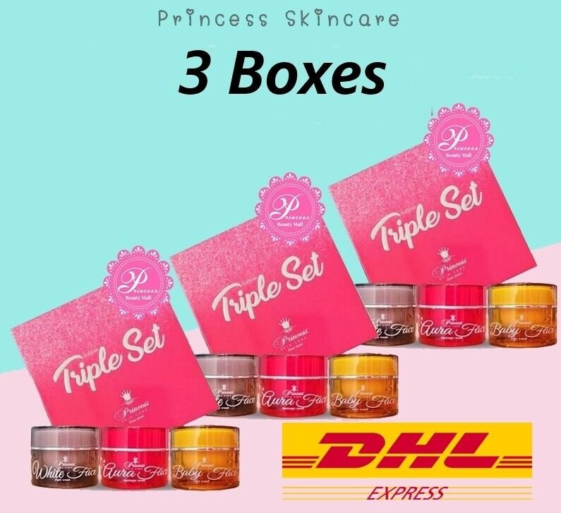 3 x Triple Set PSC Aura White Baby Face Cream Princess Facial S