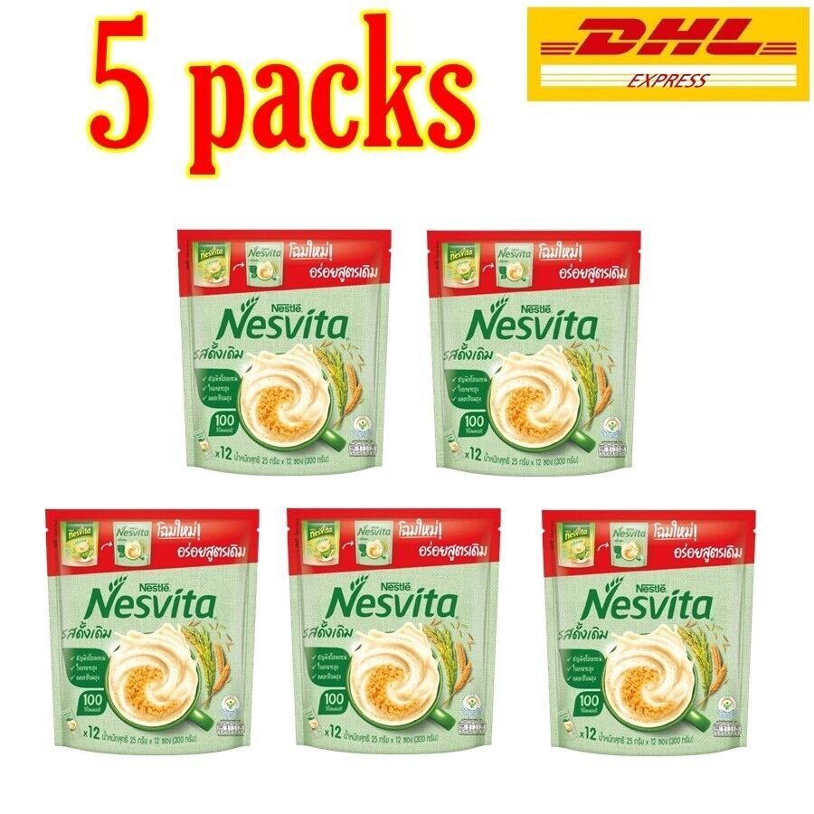 5 X Nestle Nesvita Original Cereal Drink High Fiber Calcium Natural