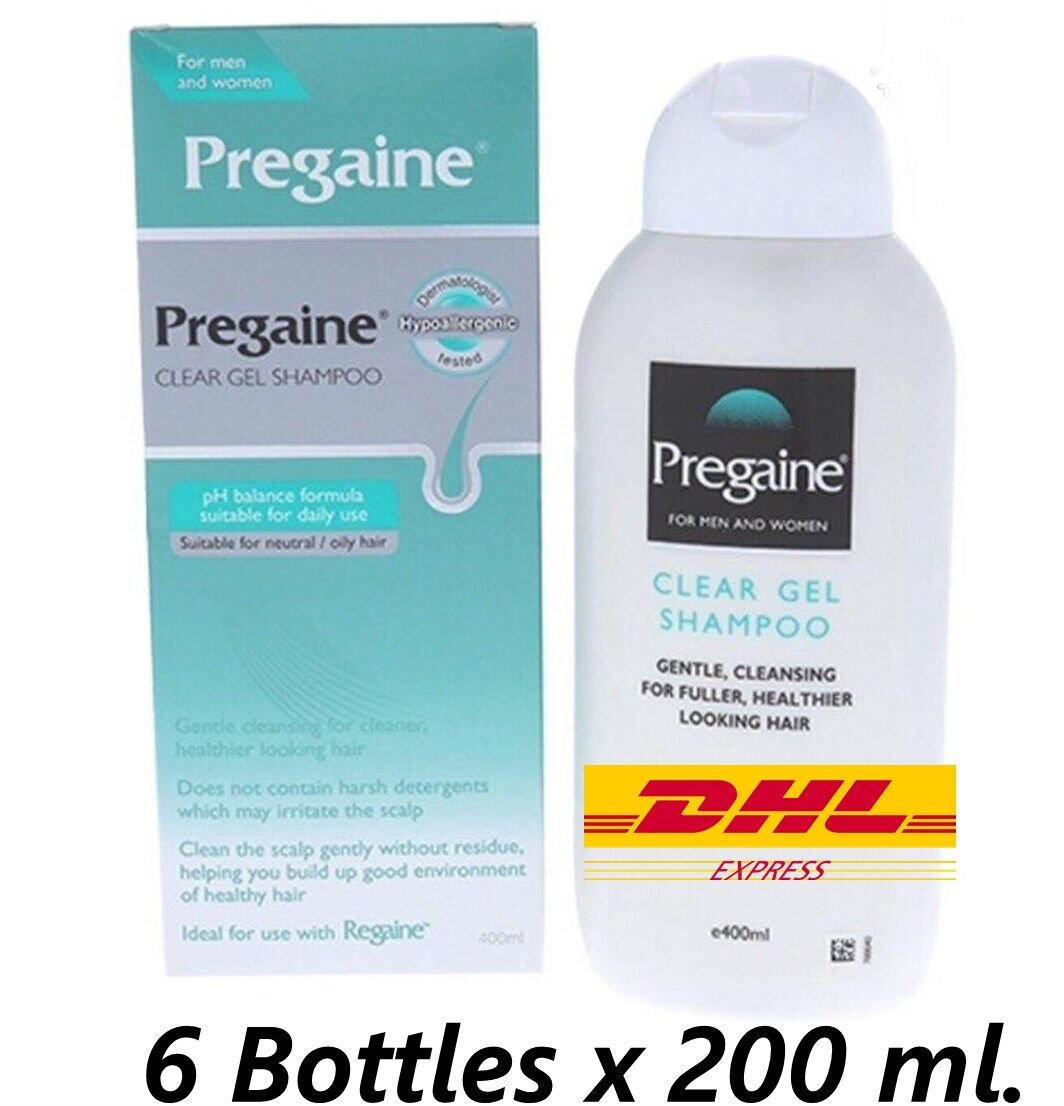 6 x Pregaine Clear Gel Shampoo Men Women Solution Prevent Hair Los