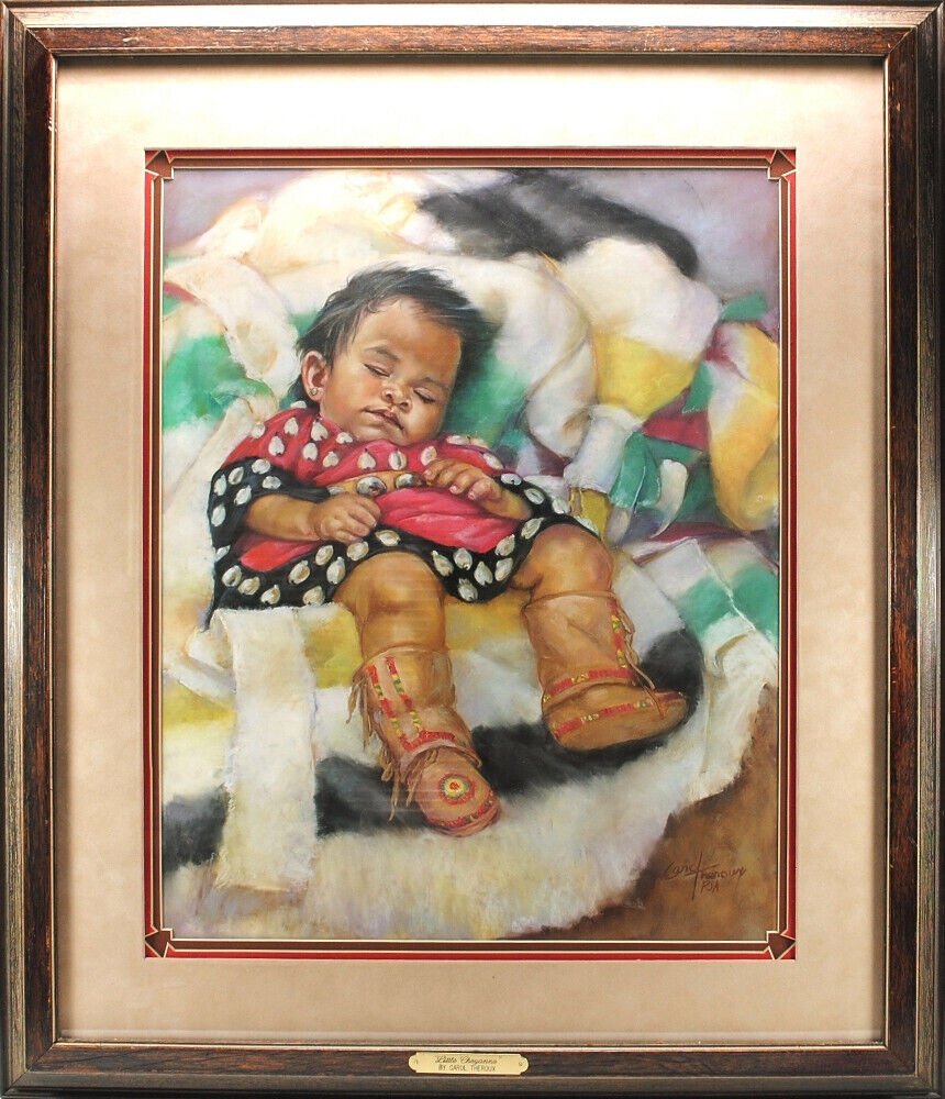Little Cheyenne Original Pastel Painting by Carol Theroux 28 x 24 Frame ...