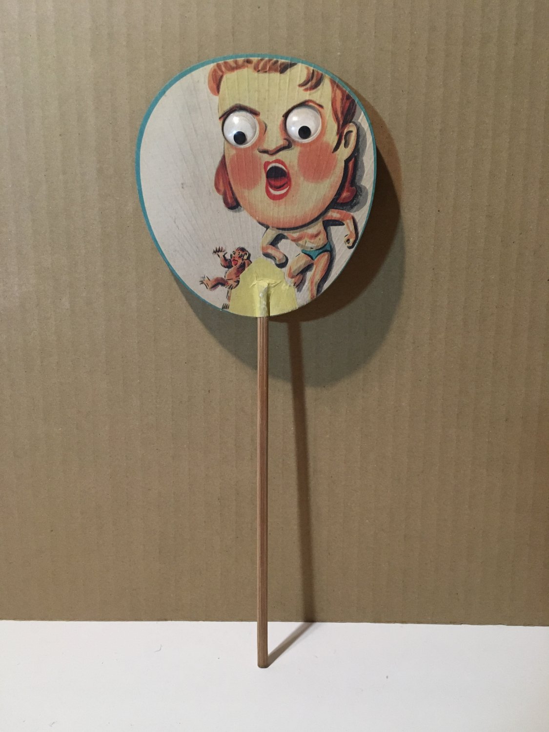 Vintage Googly Eye Tarzan Paper Japanese Hand Fan advertising promo Toy ...