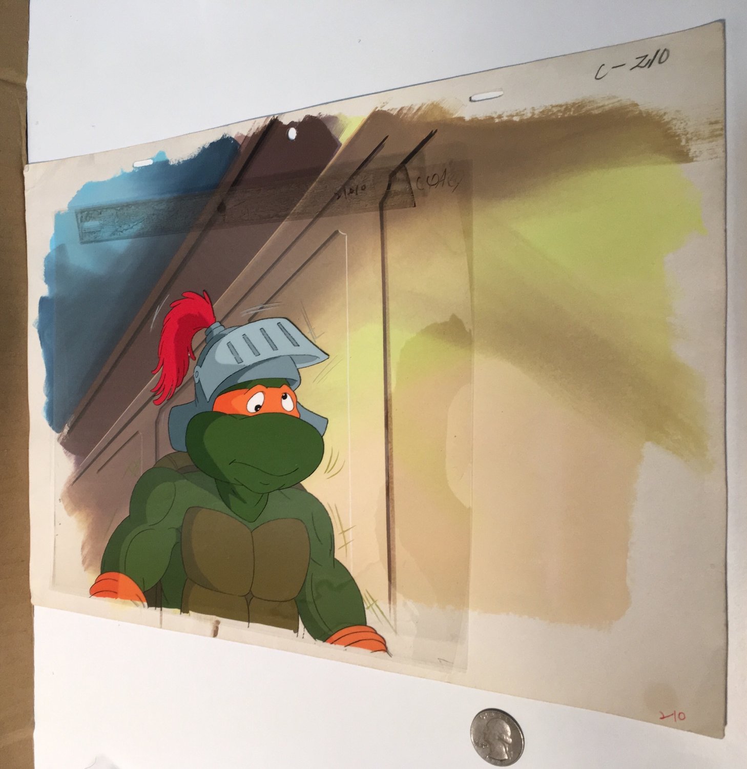 TMNT Production Cel w Original Painted Background Art Animation Teenage ...
