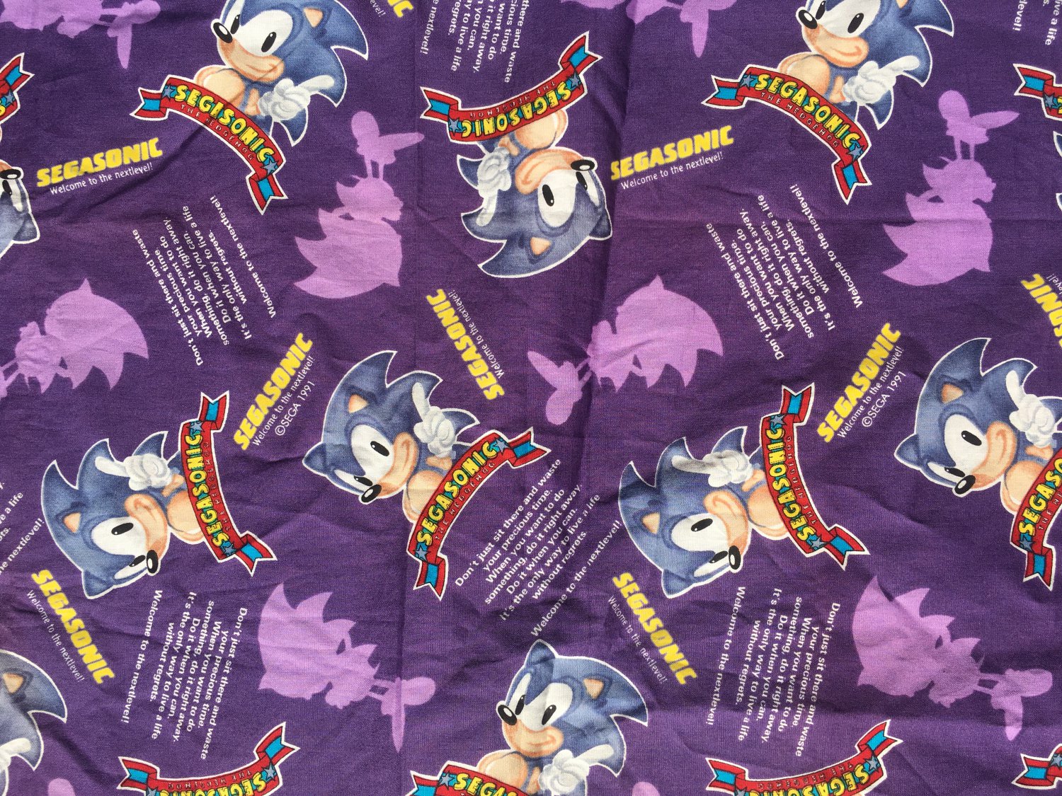 Vintage Segasonic Sonic the Hedgehog Cloth Sheet Craft Fabric 1990s ...