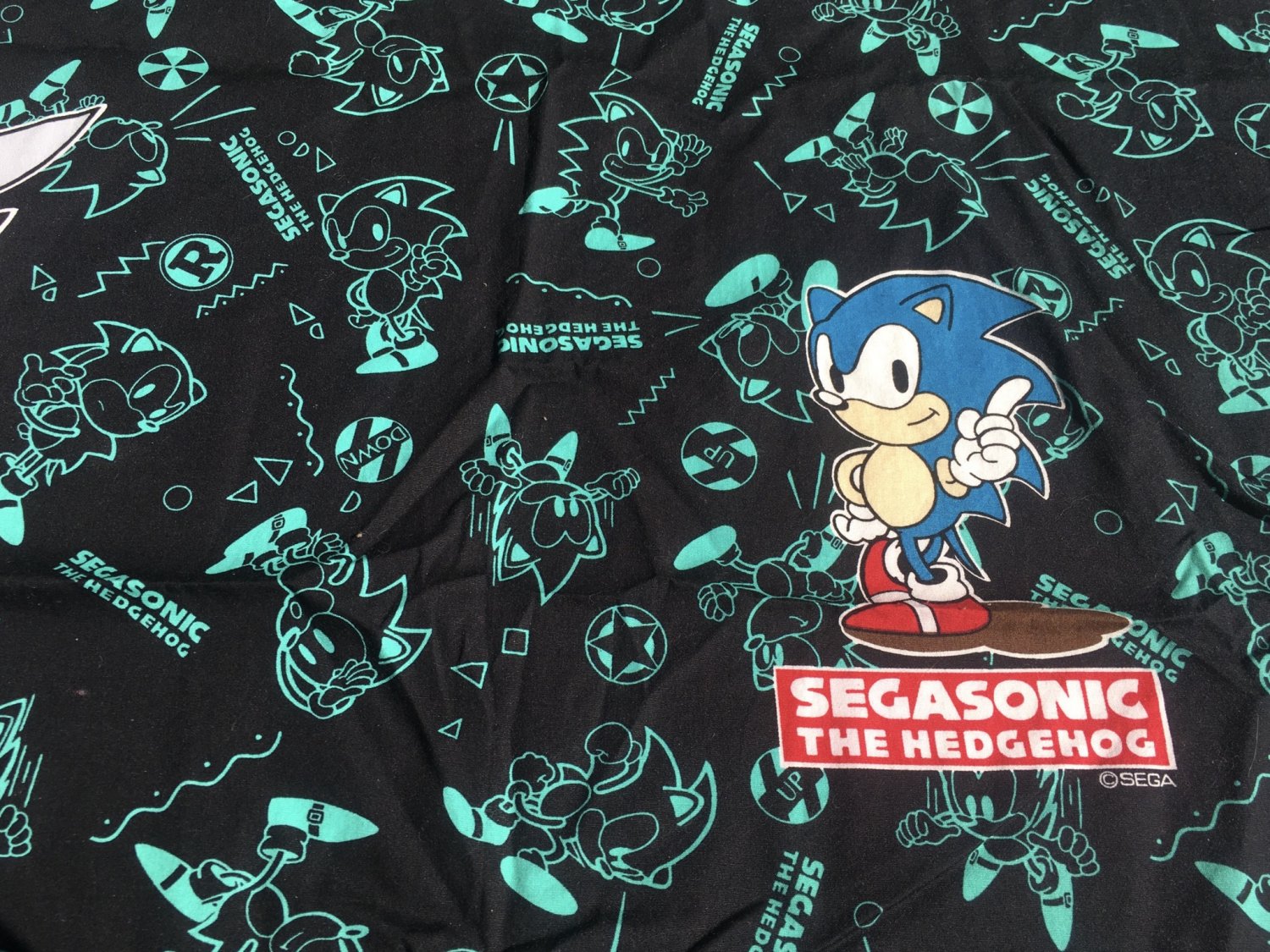 Vintage Segasonic Sonic the Hedgehog Cloth Sheet Craft Fabric 1990s ...