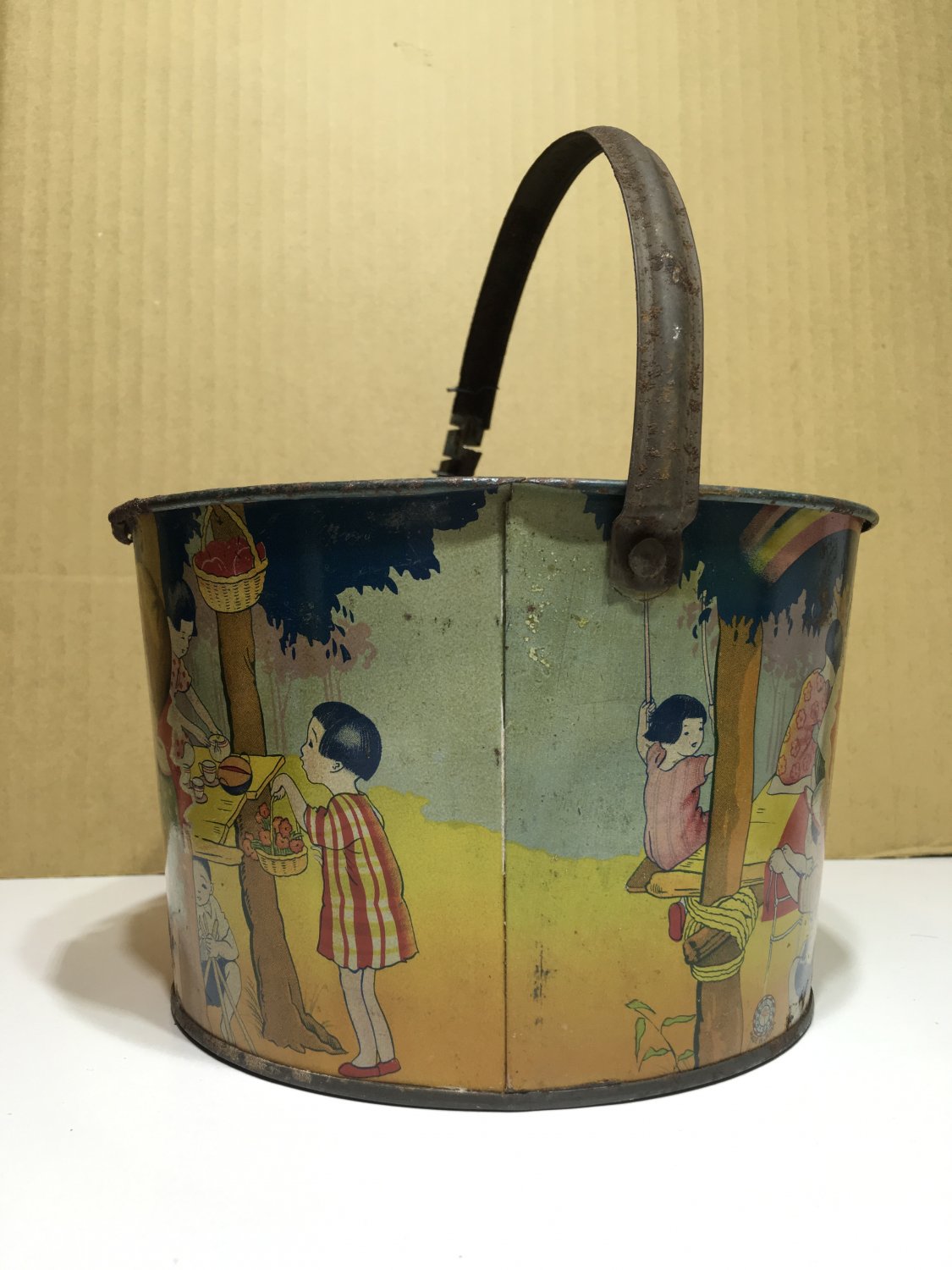 Large Vintage Shirley Temple Japanese Toy Tin Litho Pail Bucket ...