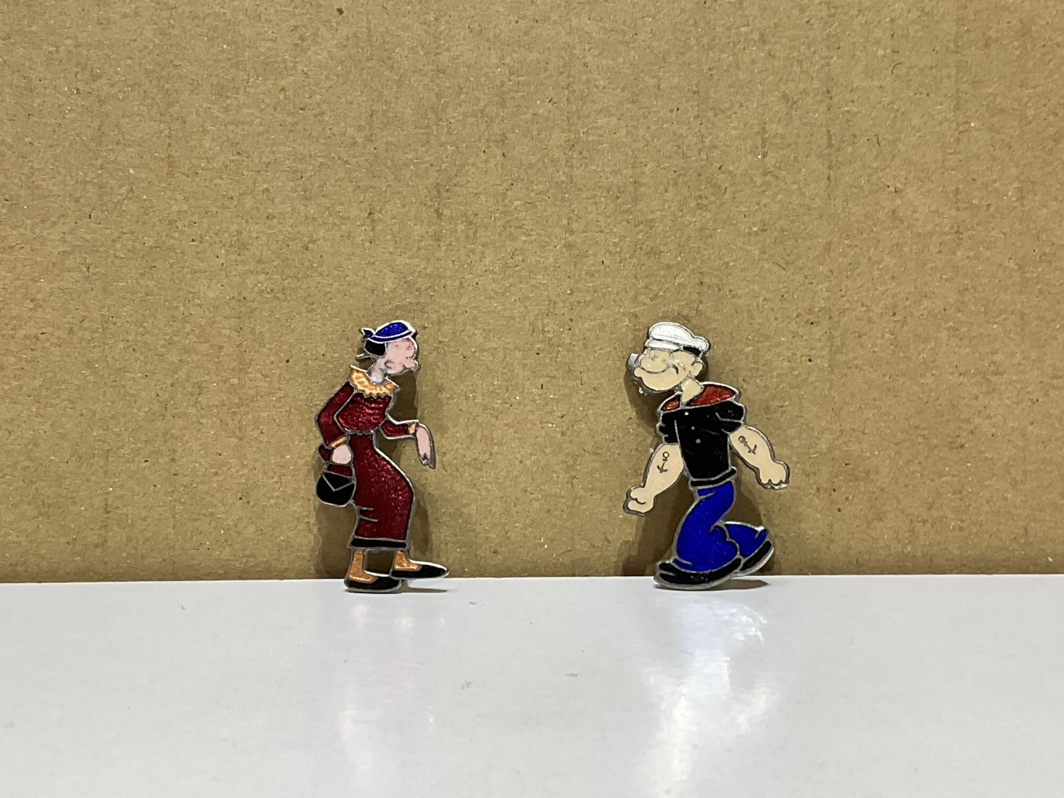 Rare Vintage Popeye and Olive Oyl Enamel Lapel Pin Badge 1930s ...