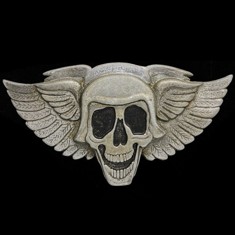 Skull Skeleton Aviator Wing Pilot Goth Gothic MC Outlaw 70s Vintage ...
