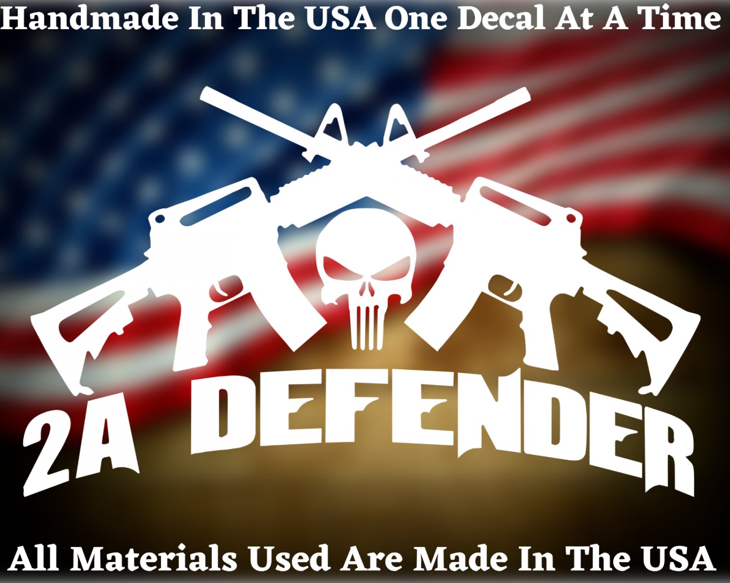 2A Defender Punisher 2nd Amendment Vinyl Car Decal Bumper Sticker USA ...