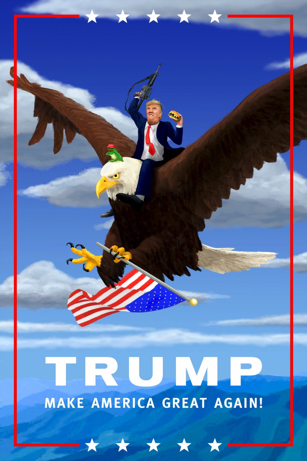 Trump 2020 Flag Eagles 3x5 Foot Digital Print Banner USA