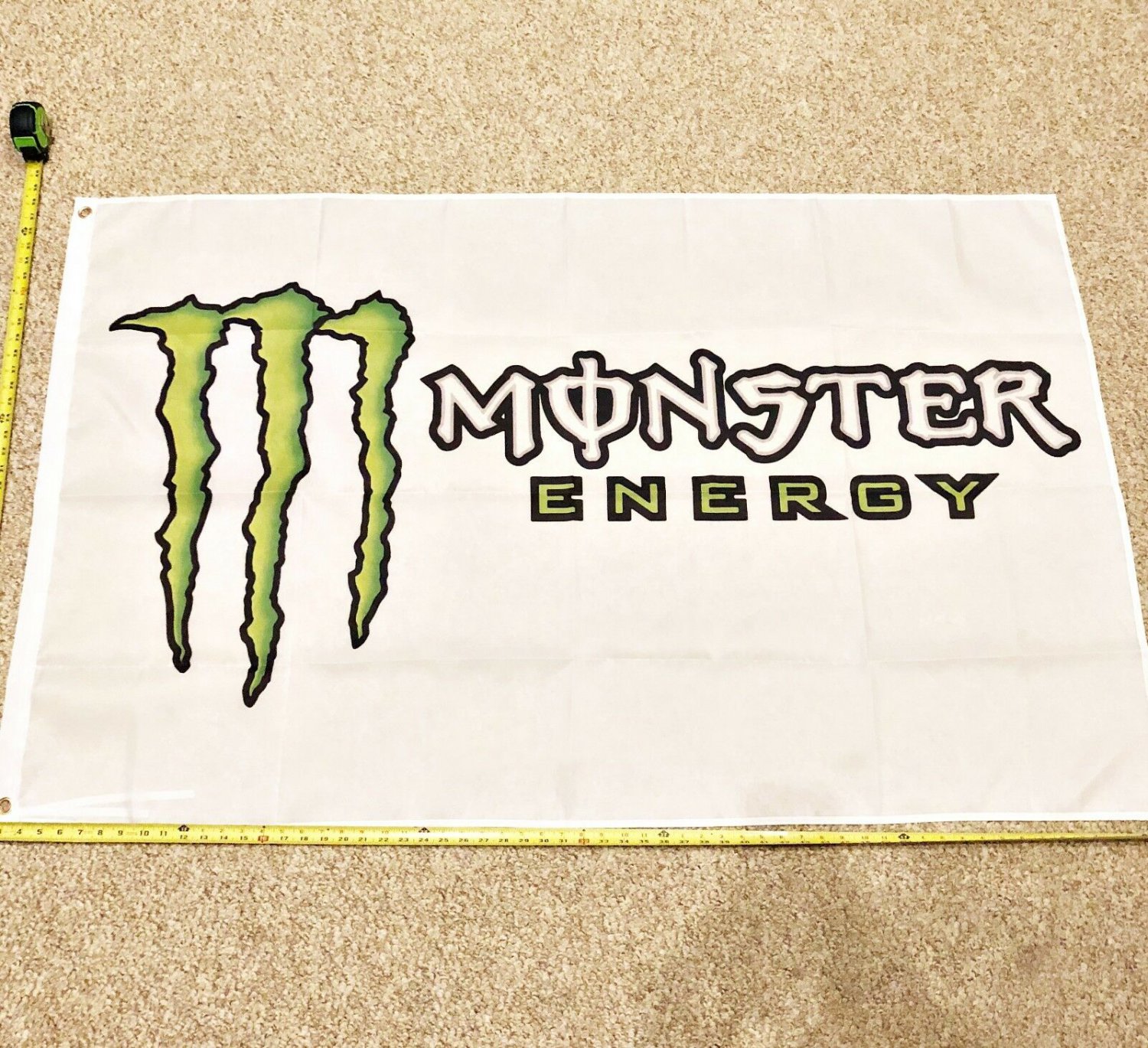 Monster Energy Flag 3x5ft Green Horizontal Power Drink Rare Poster