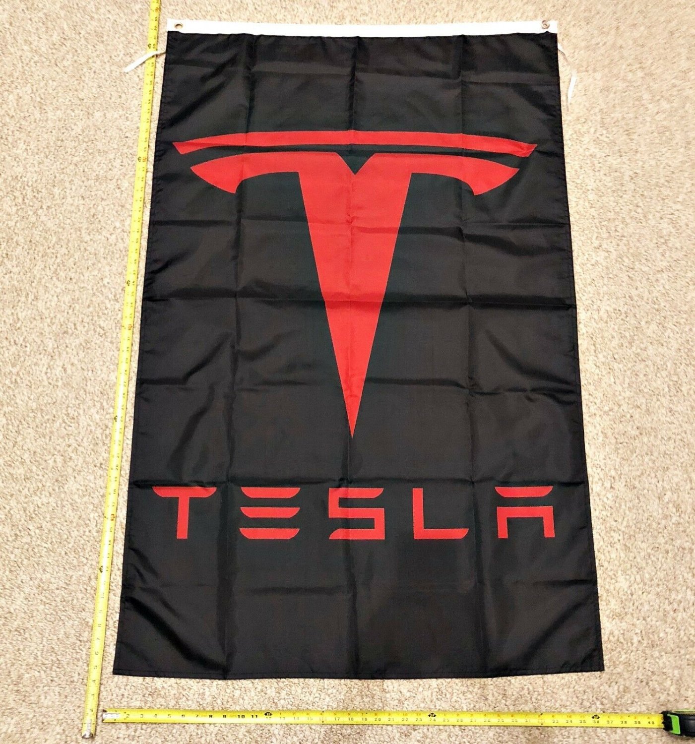 Tesla Flag Red & Black Cars Elon Musk Banner Poster Flags 3x5ft