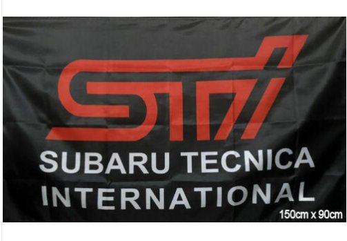 Subaru STI Logo Black Flag 3X5 Ft Polyester Banner USA 90x150cm