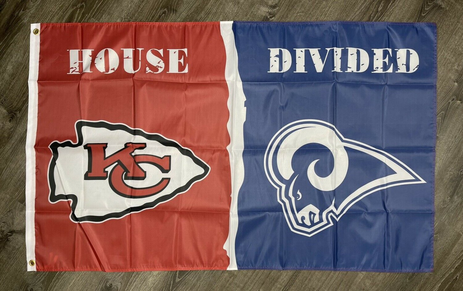 Kansas City Chiefs vs Los Angeles Rams House Divided Flag 3x5 ft Banner