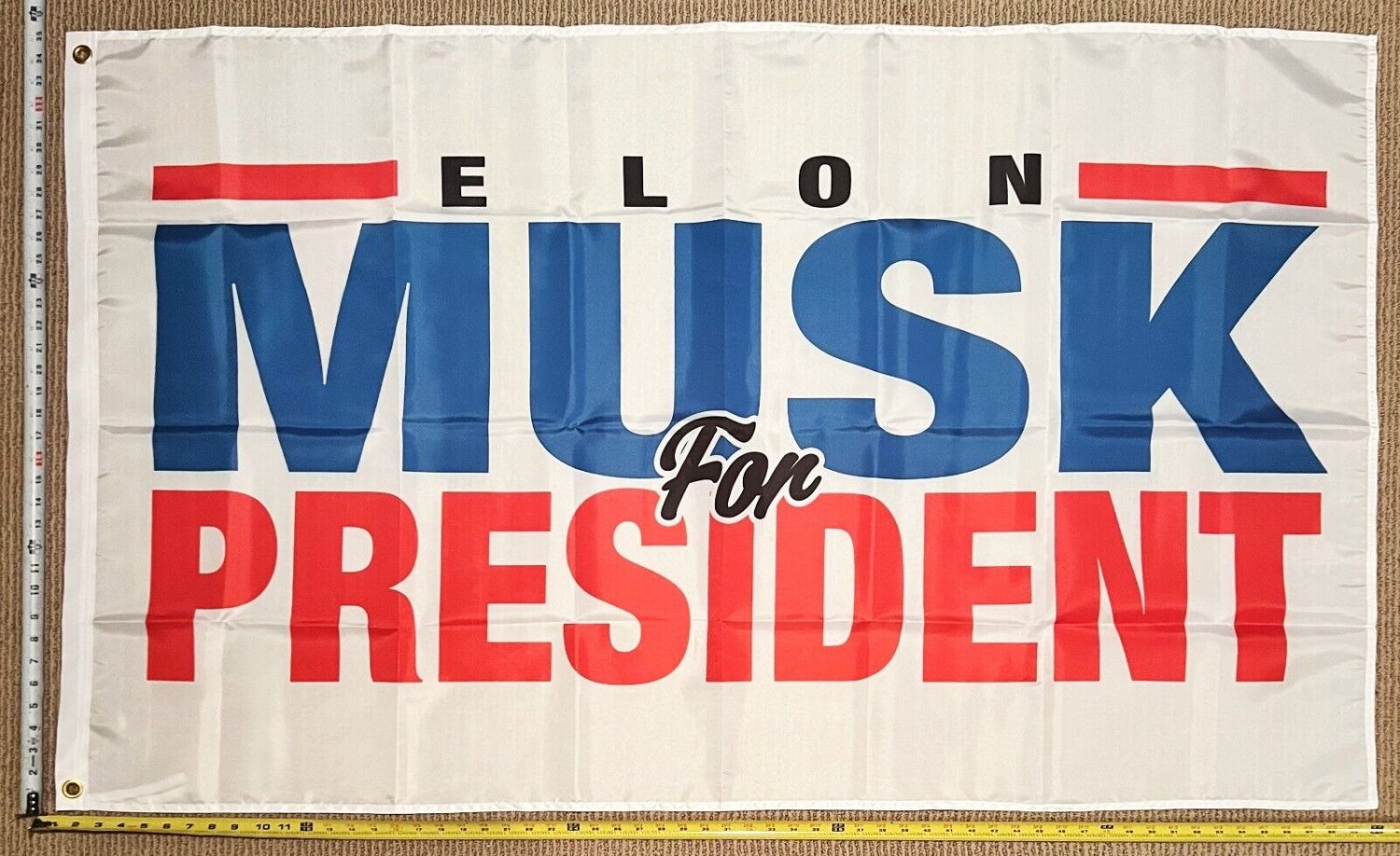 Elon Musk Flag Musk 2024 Free Speech White President Sign Poster 3x5'