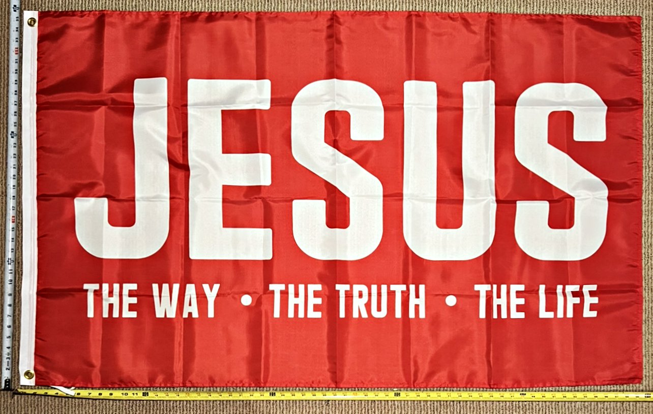 Jesus Flag 3r Lord Love Religion Christian God USA Poster Sign 3x5