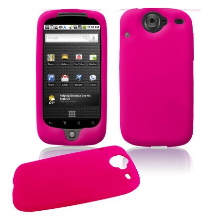 Soft Rubber Silicone Skin Cover Case for Google Nexus One - Pink