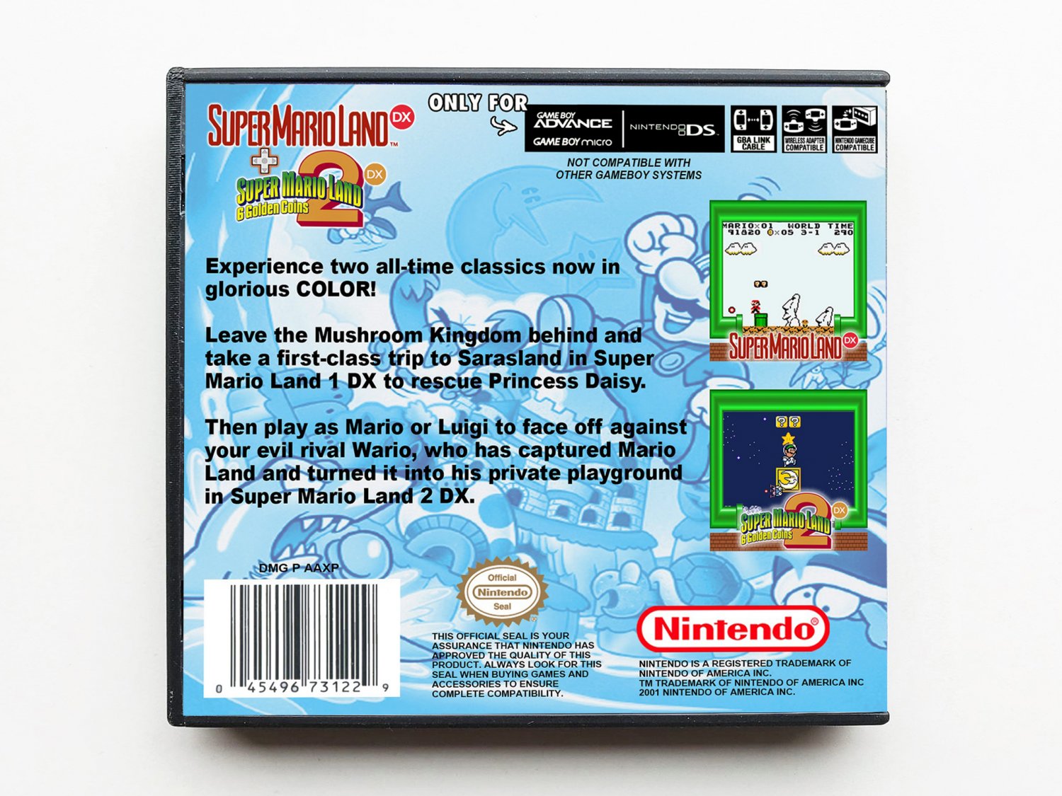 Super Mario Land DX 1 and 2 Combo Multicart Deluxe Nintendo Gameboy ...