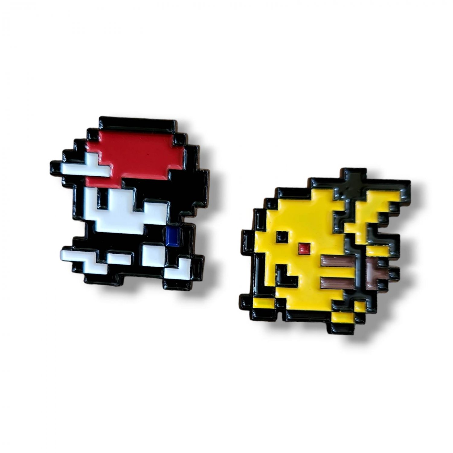 Pokemon Ash and Pikachu 8 bit - Metal Enamel Pins
