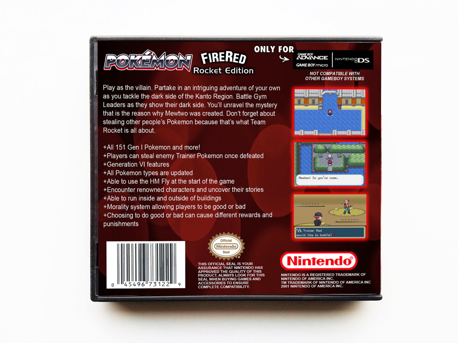 Pokemon Fire Red Team Rocket Edition Game / Case - GBA Gameboy Advance ...